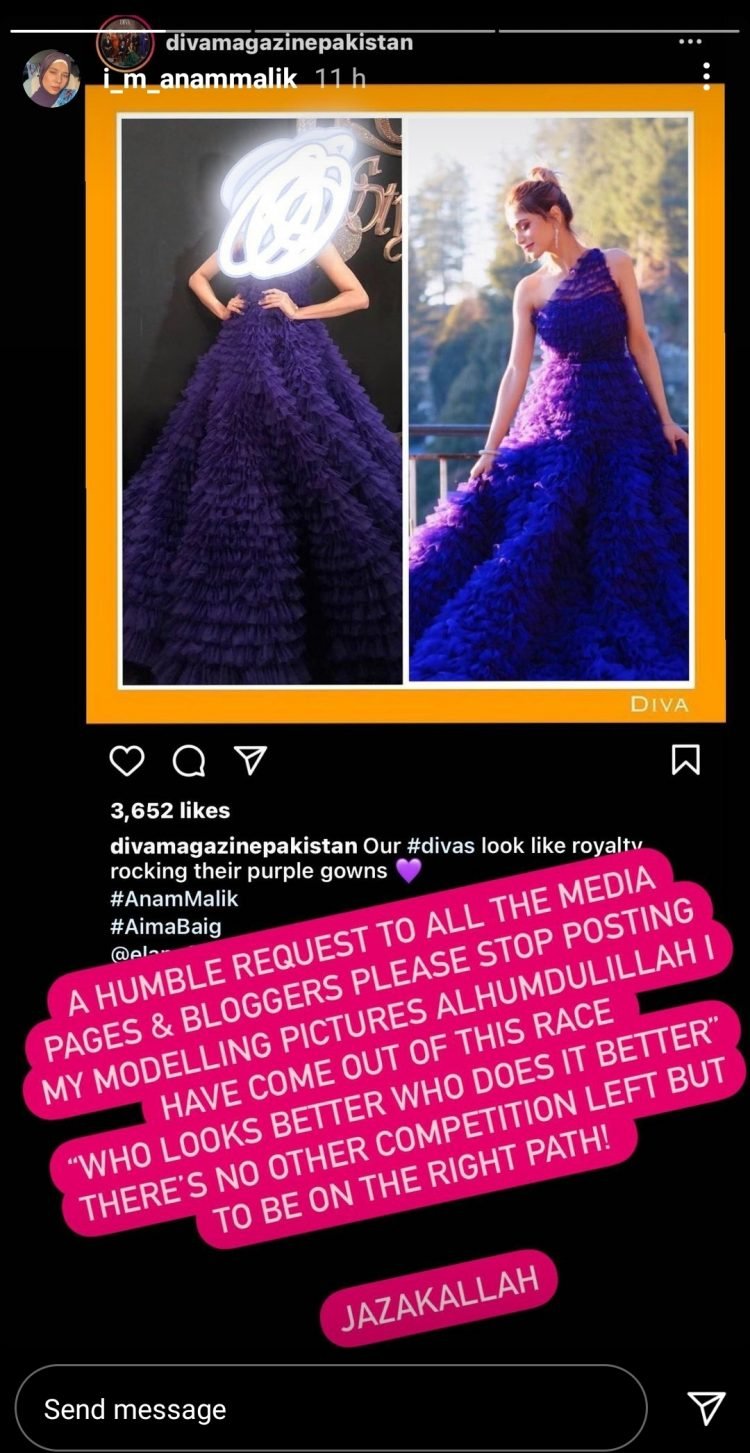 Former model Anam Malik requests to not share her modelling pictures